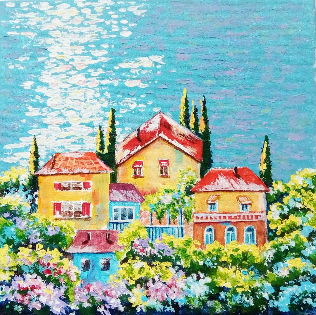 Italy Painting Seascape Painting Original Acrylic, Mediterranean ...