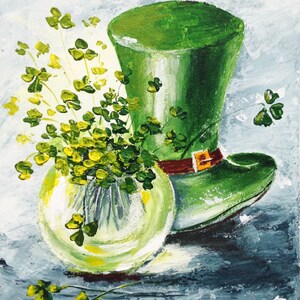 Saint Patricks Day Art Painting Shamrock Irish Symbol Clover Art Four ...