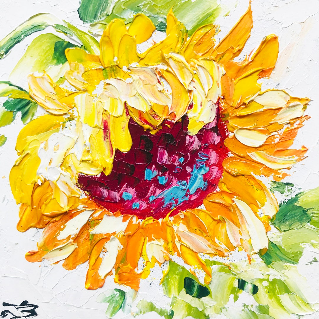 Sunflower Painting Flower Art, Trendy Original Painting Optimistic Art ...
