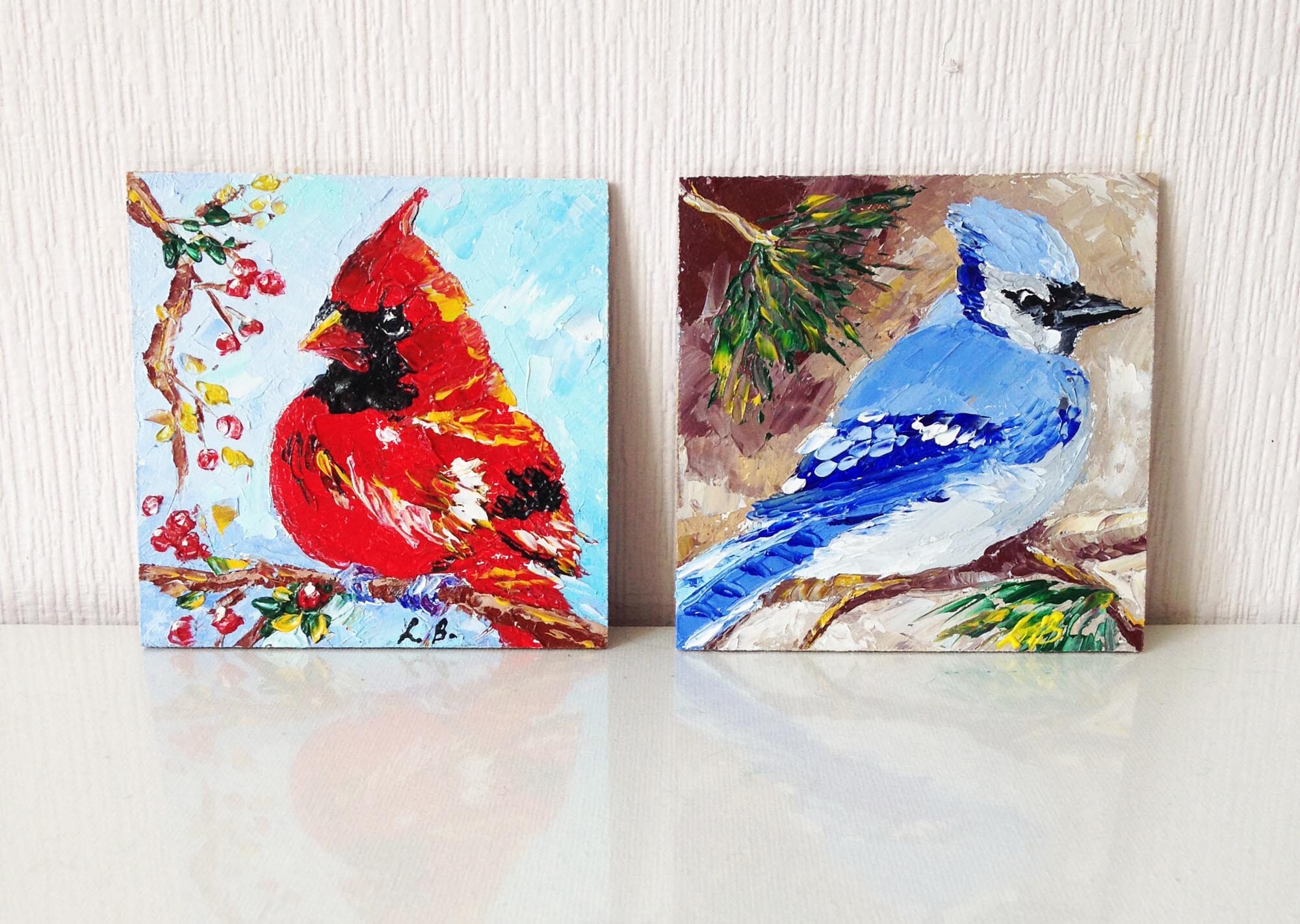 Blue Jay Art Mini Painting Blue Jay Bird Portrait Original Art - Etsy