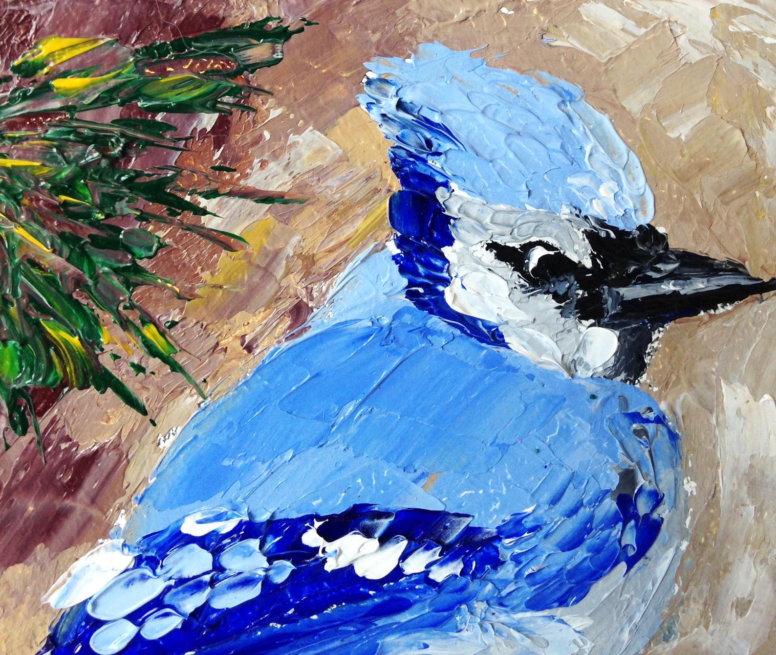 Blue Jay Art Mini Painting Blue Jay Bird Portrait Original Art - Etsy