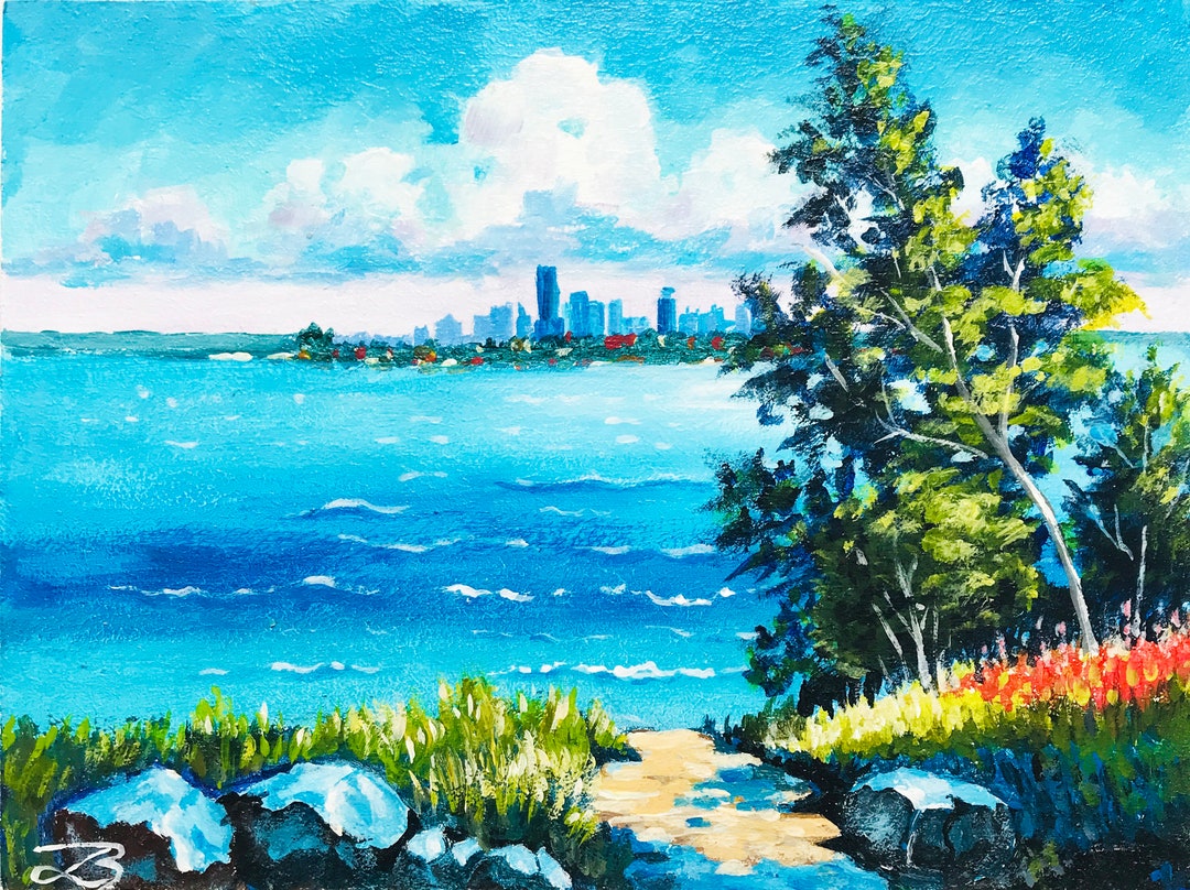 Lake Michigan Painting: Acrylic Impressionist Art, Michigan Landscape ...