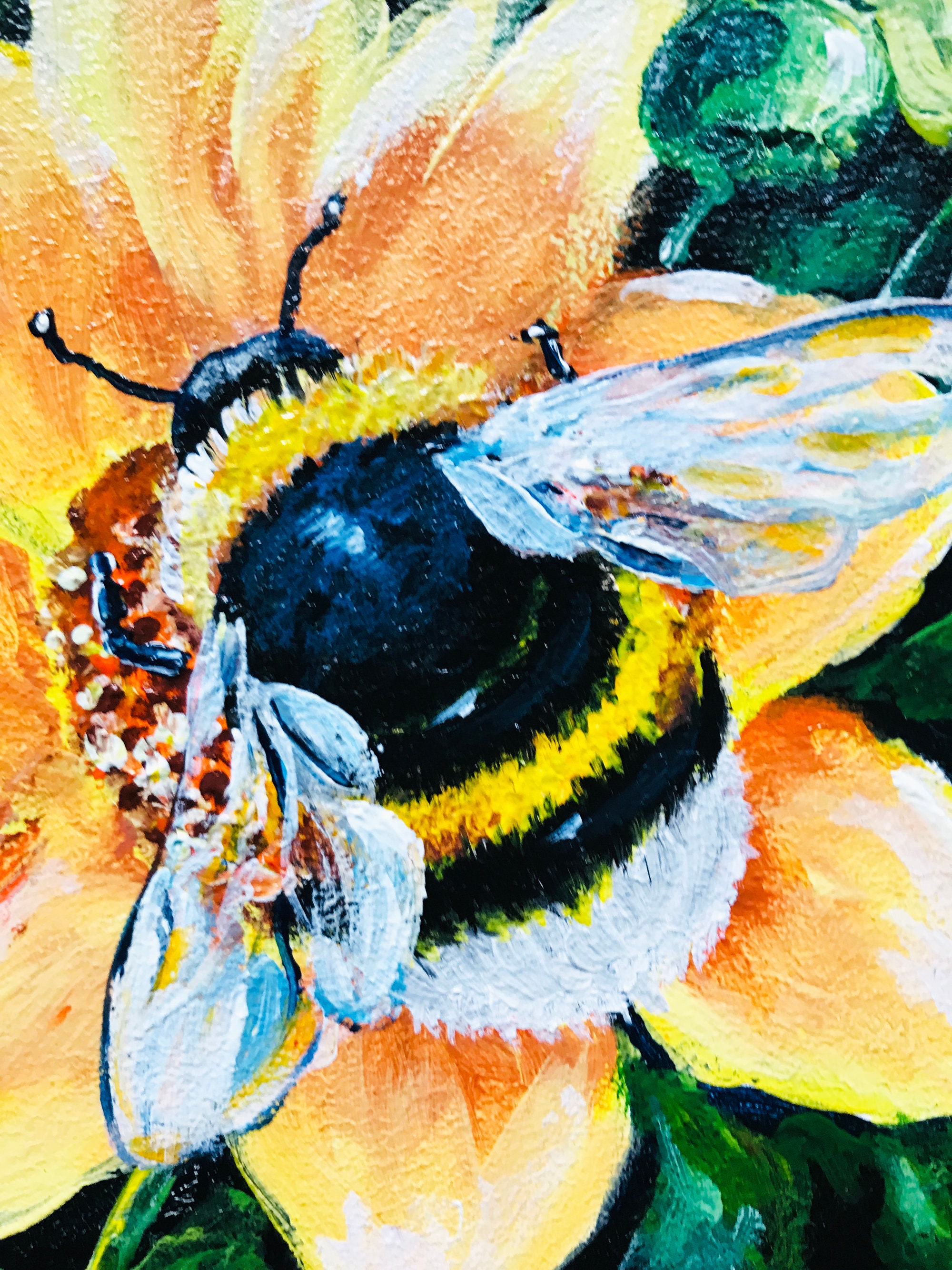 Bee Painting Acrylic Bumblebee Original Art Painting Artwork - Etsy