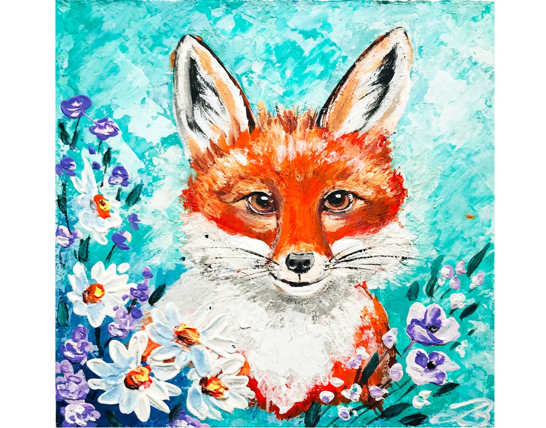 Fox Painting Red Fox Art Fox Baby Shower Shelf Decorations Сozy Room ...