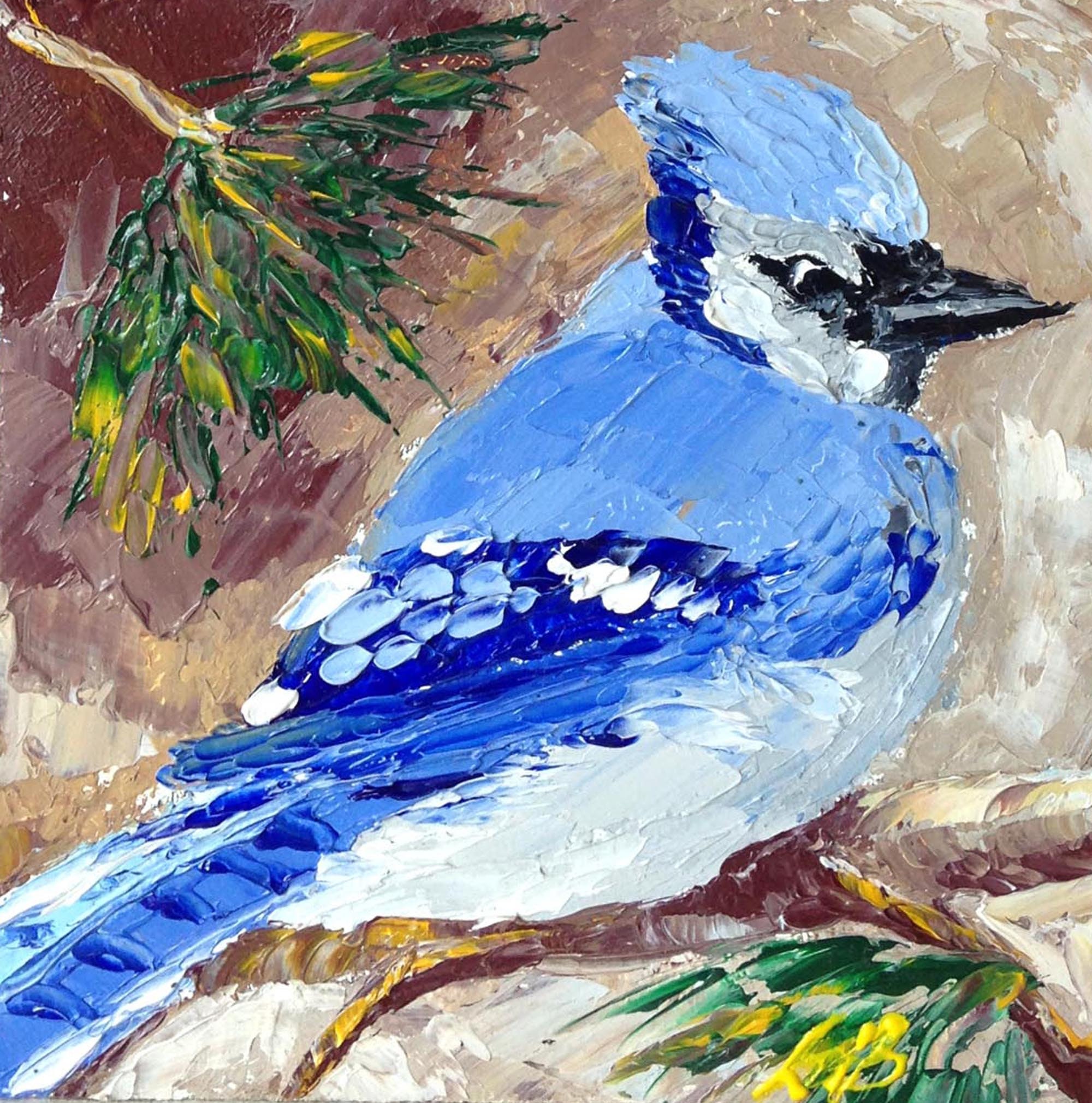 Blue Jay Art Mini Painting Blue Jay Bird Portrait Original Art - Etsy