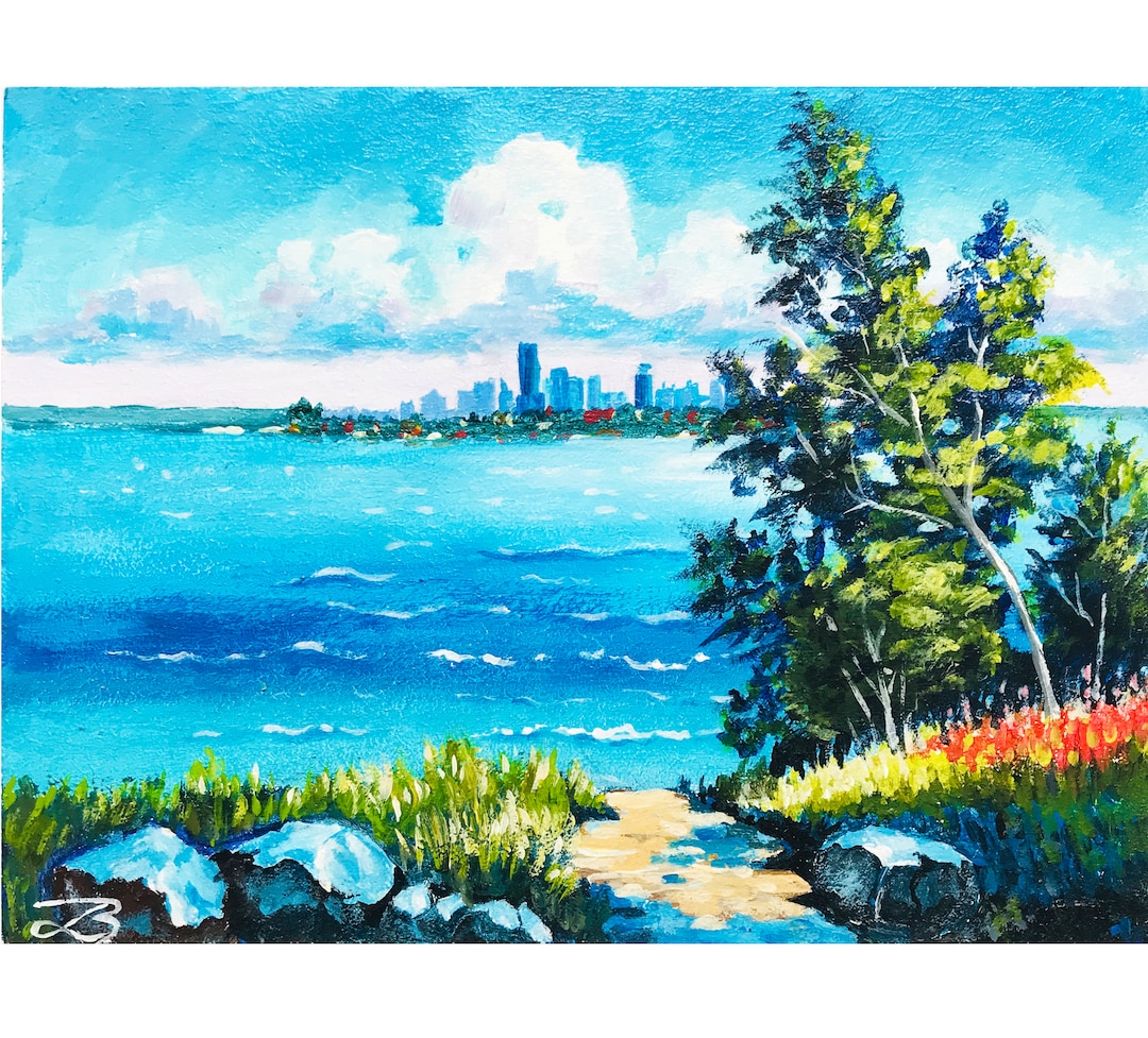 Michigan Art Lake Wall Art Contemporary Art Lake Michigan Decor ...