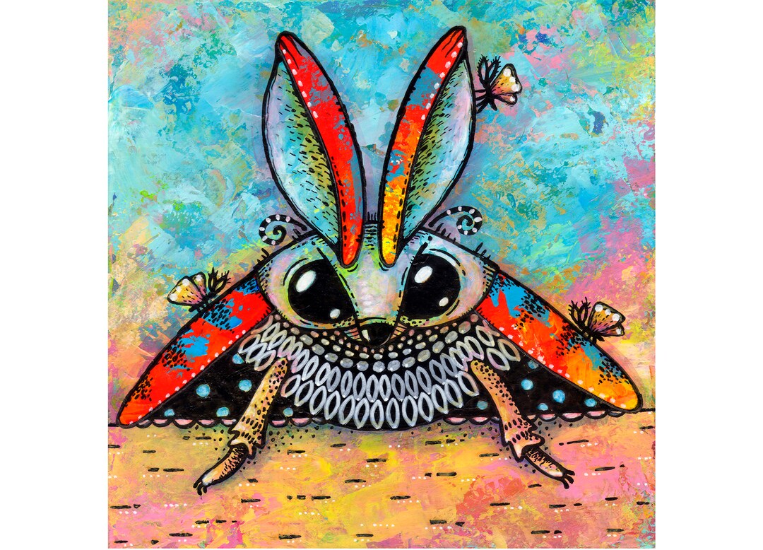 Original Moth Art Acrylic Insect Painting on Wood Panel 8 X 8 Inches - Etsy