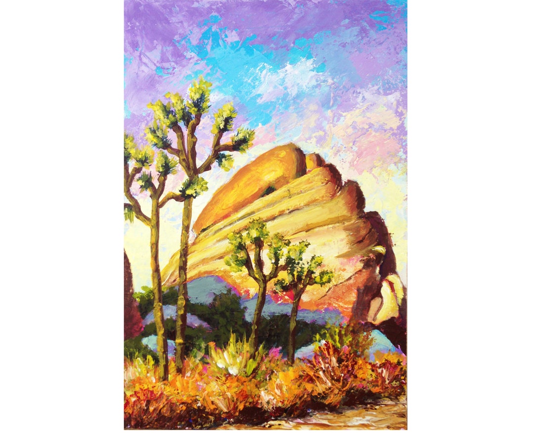 Joshua Tree Painting: Desert Landscape Art, California National Park ...