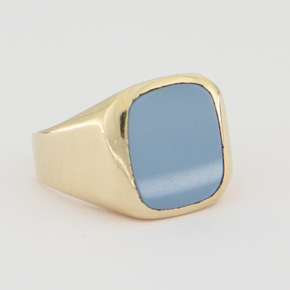 Heavy Vintage Solid 14K Gold Signet Ring with Light B… - Gem