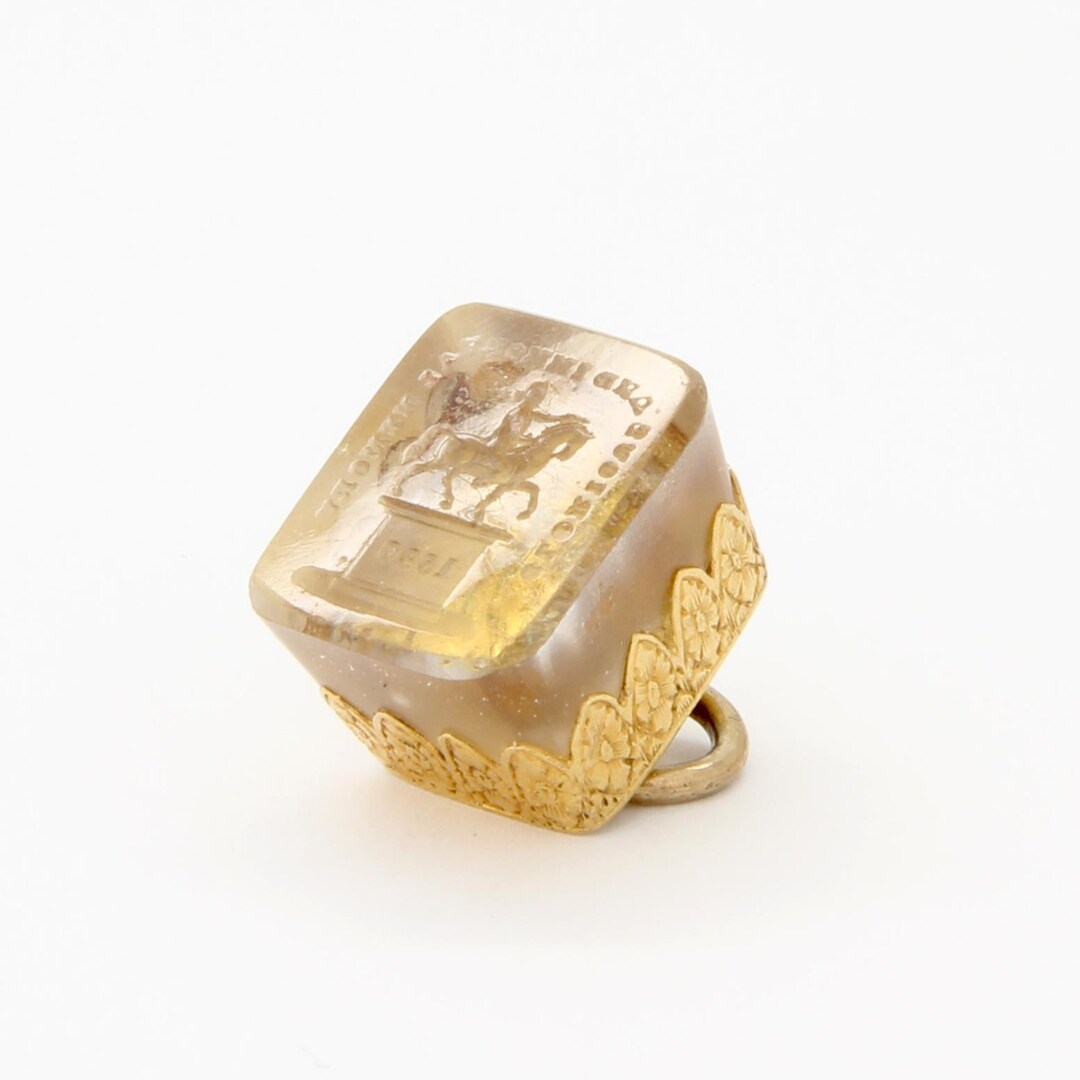 Antique Georgian Intaglio Carved Fob With Gold Rose Border - William ...