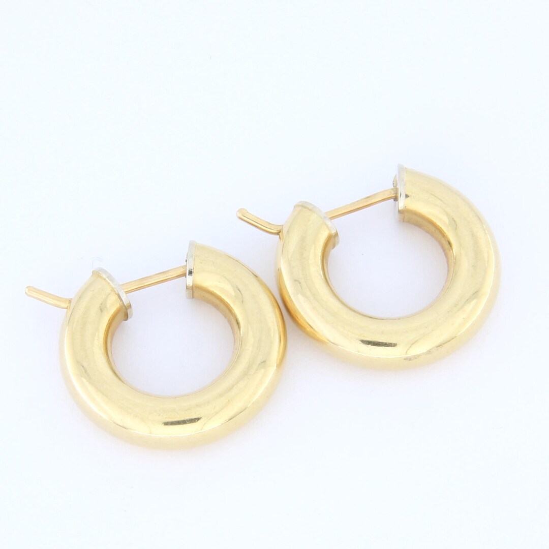 Italian Made 18k Gold Hoop Earrings, Big Gold Creoles, Vintage Gold ...