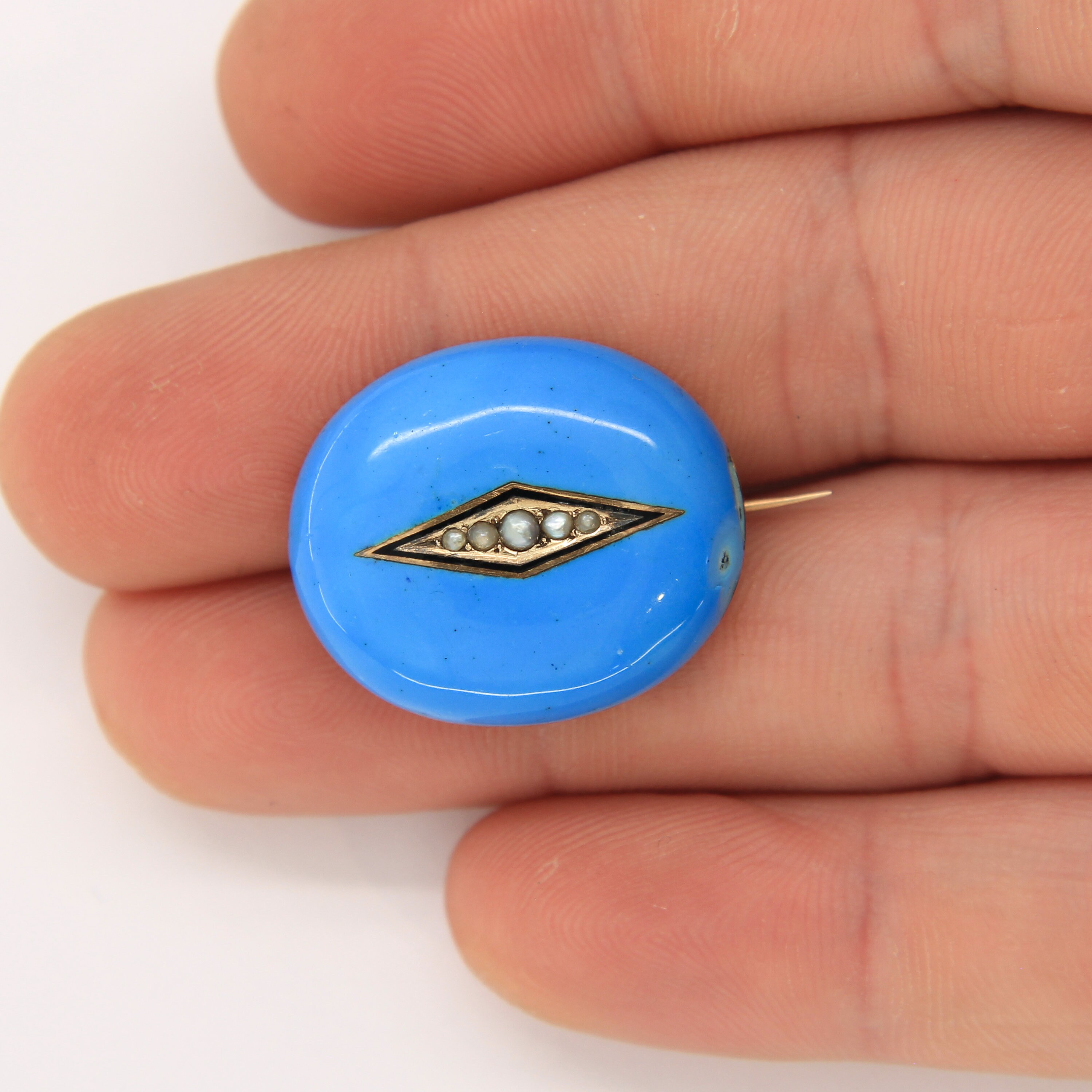 Victorian 14k Blue Enamel Brooch With Pearls Robins Blue Egg Etsy