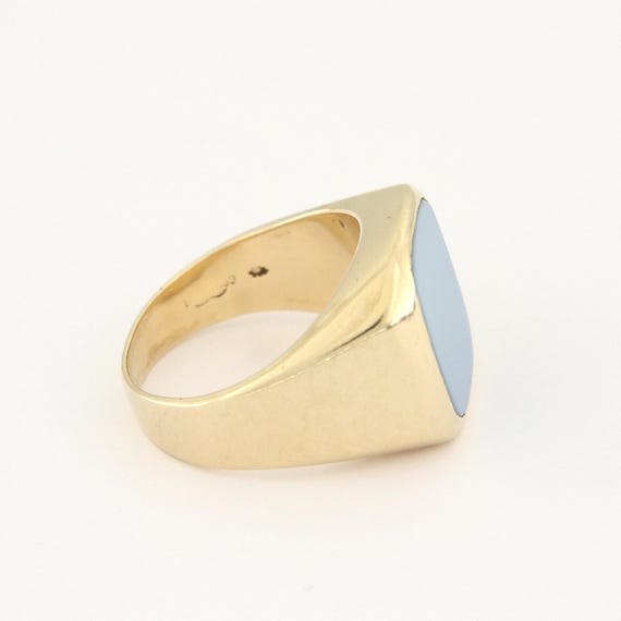 Heavy Vintage Solid 14K Gold Signet Ring with Light B… - Gem