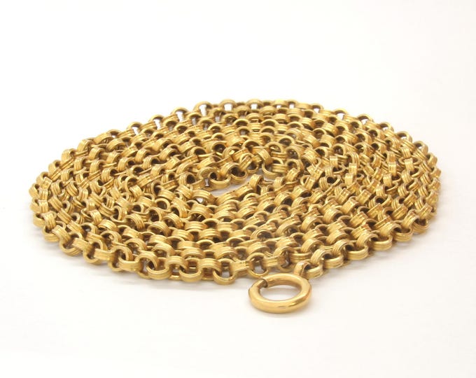 56" Antique Silver Victorian Fancy Chain, French Belle Epoque Long ...