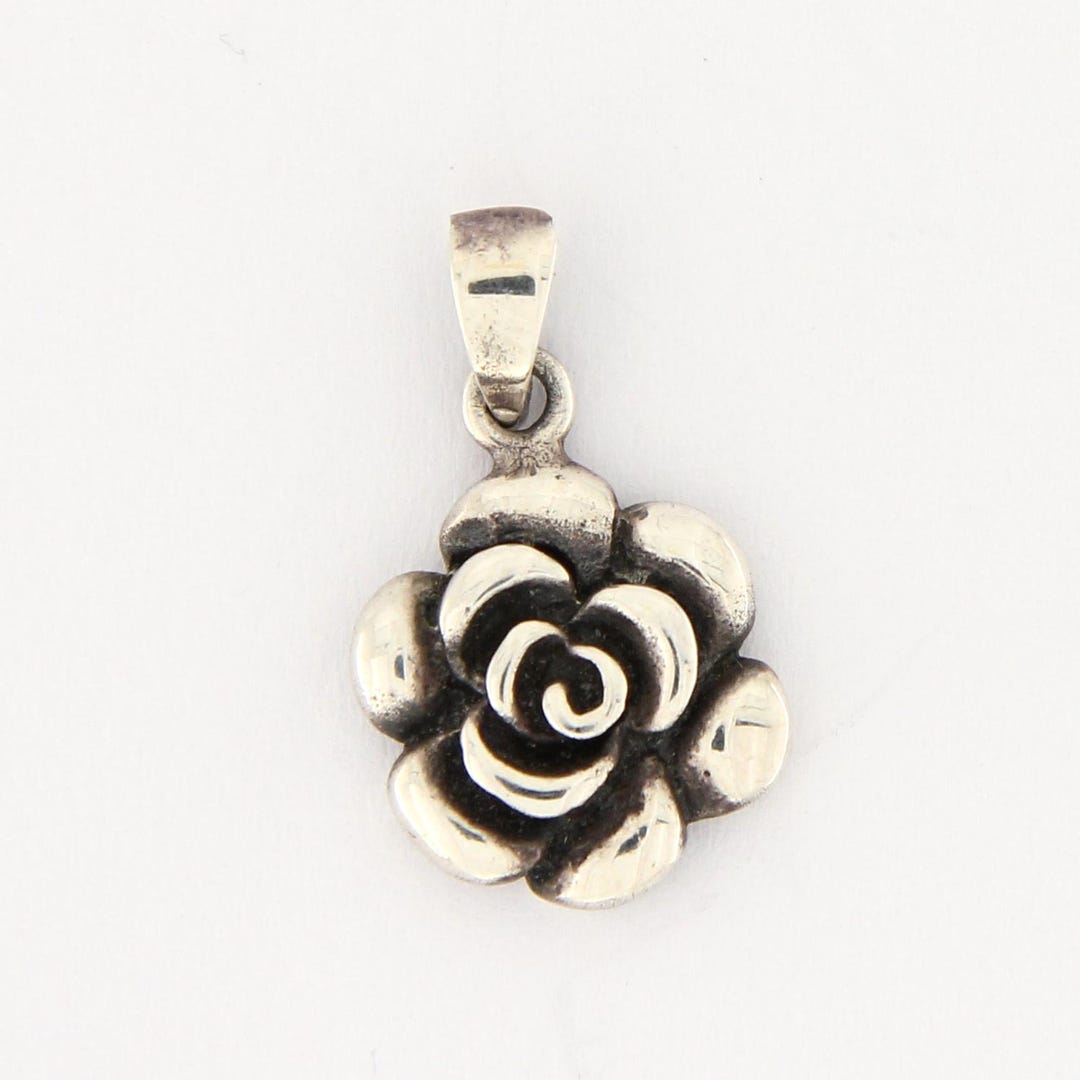 Sterling Silver Rose Pendant, Vintage Flower Necklace, Rose Jewelry ...