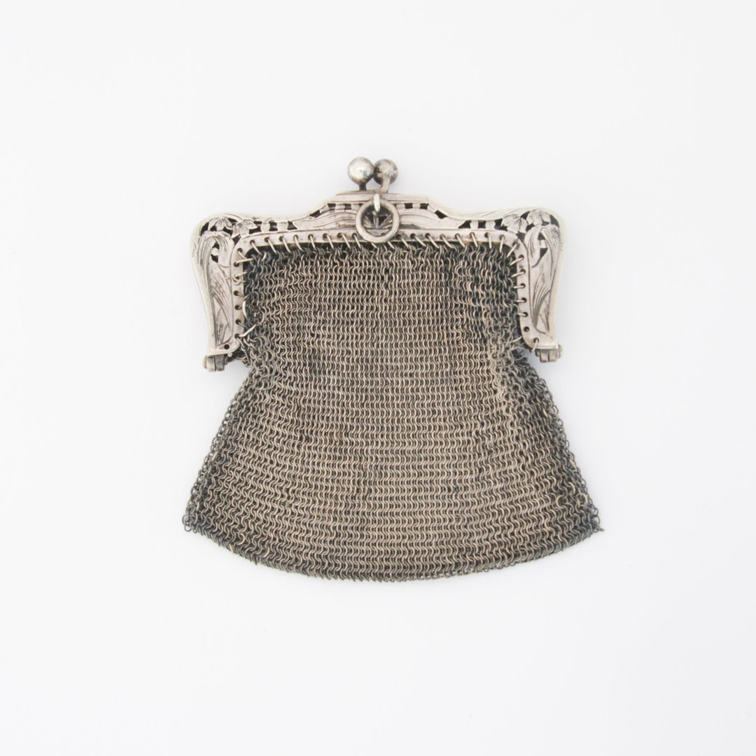 Antique Silver Chain Mail Coin Purse, Mesh Coin Purse, Chatelaine ...