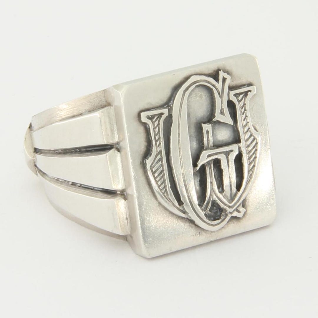 Antique Signet Ring With Raised Initials WG/GW, .800 Silver, Impressive ...