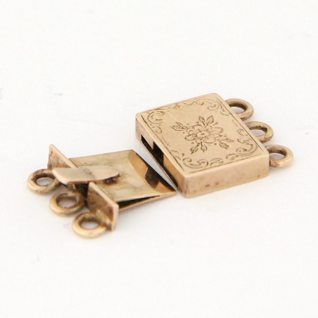 Antique 14K Gold Box Clasp With Hand-engraved Floral Design for Pearls ...