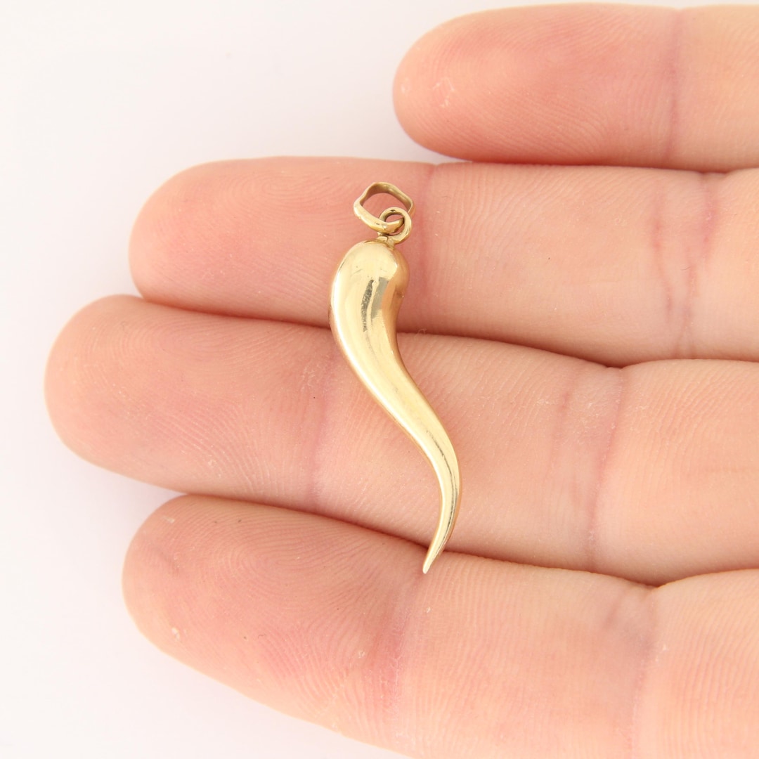 Vintage 14k Cornicello Pendant, Italian Good Luck Charm, Gold Amulet ...