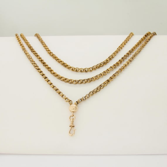 Antique Victorian gold guard chain 45'' , Extra long … - Gem
