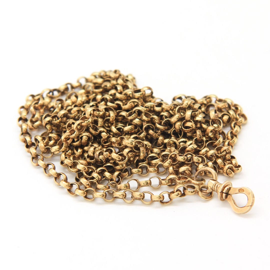 Antique Victorian Gold Guard Chain 45'' , Extra Long Antique Gold Chain ...