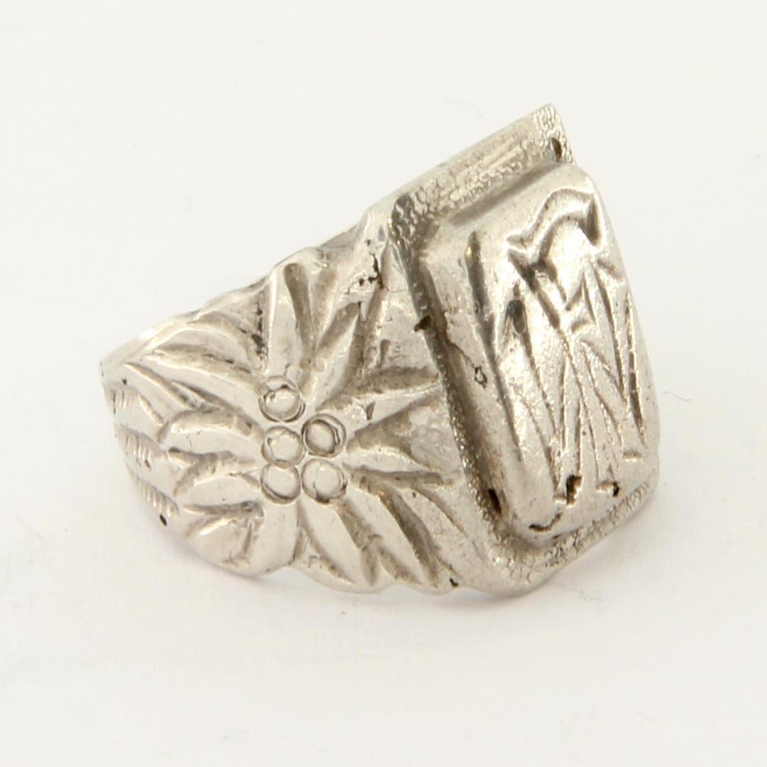 Antique Silver Lady Signet Ring Size 5 1/4 With Engraved WF / FW ...