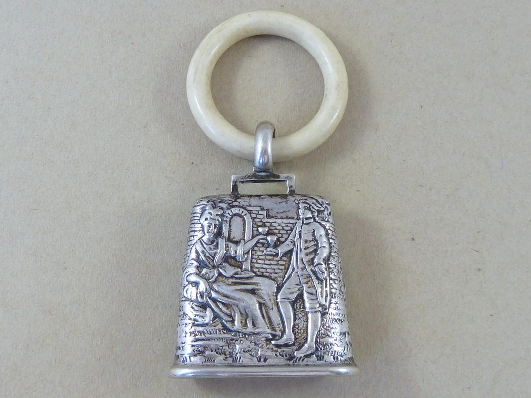 Bell Rattle Silver Teething Ring German Novelty Courting Couple ...