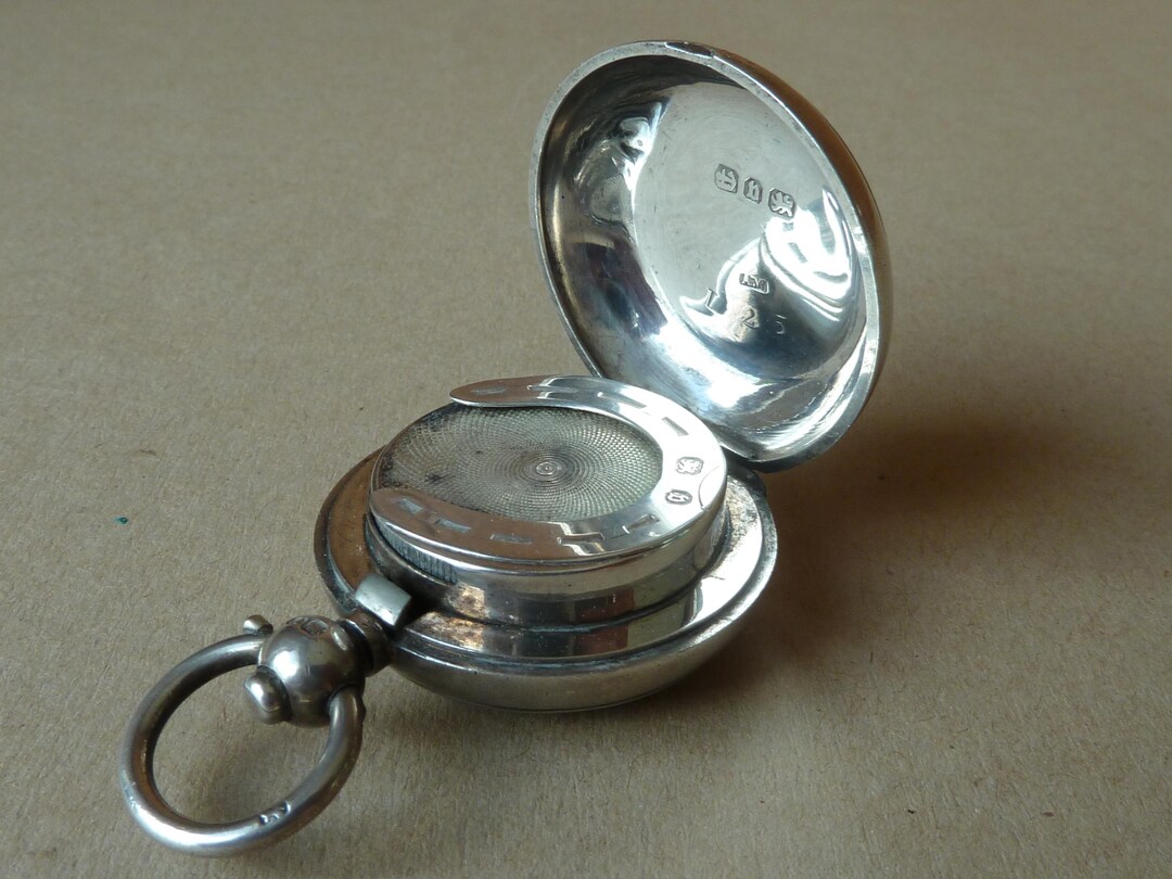 1895 Silver Gold Sovereign Coin Holder Case Lucky Horseshoe Fob Chain ...