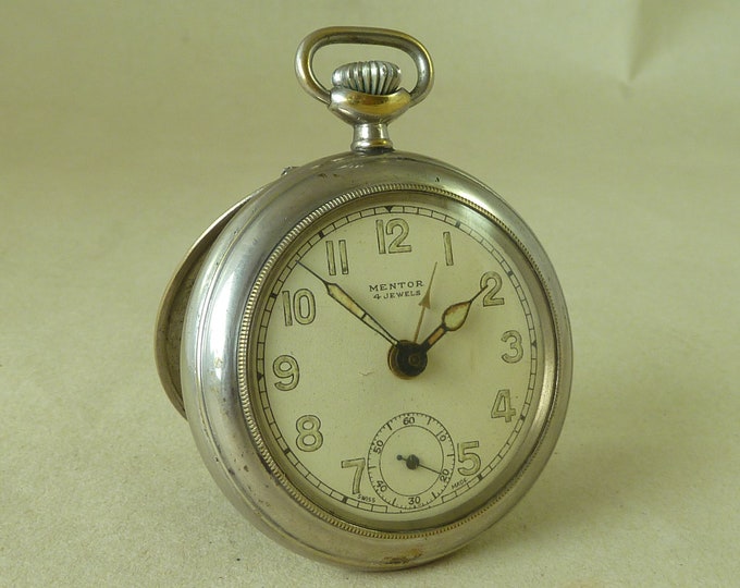 Mentor Pocket Watch Alarm Clock Swiss Four Jewels Antique - Etsy