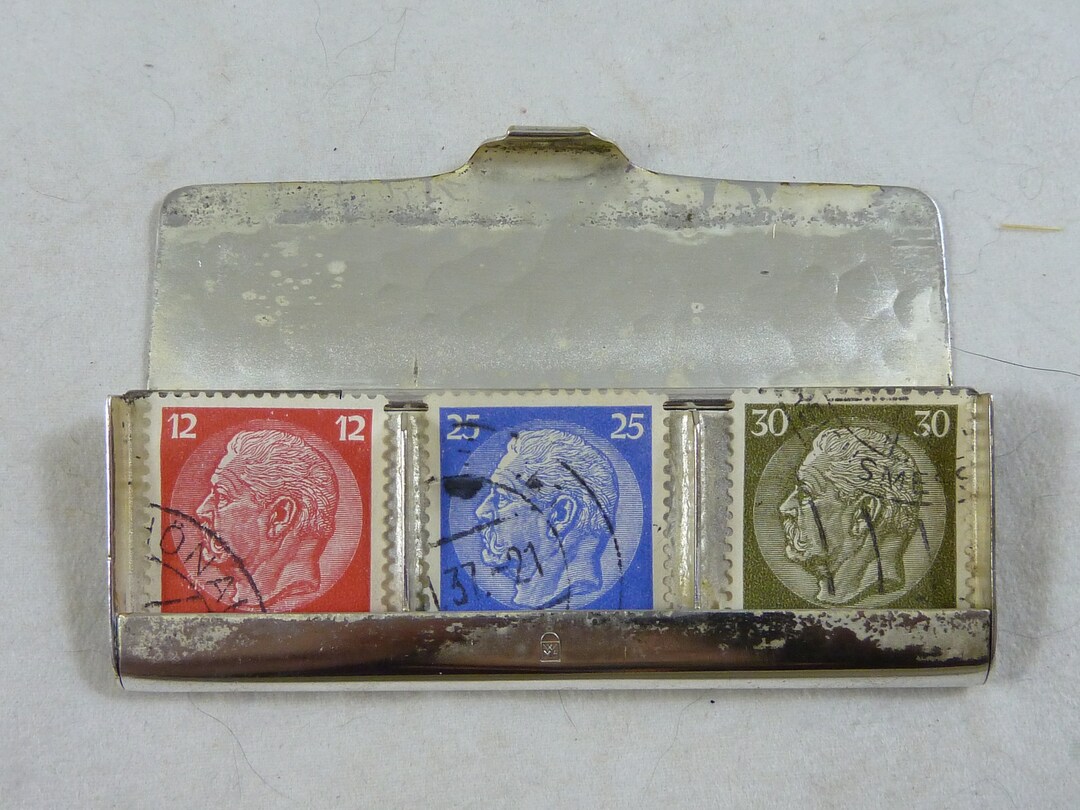 WMF Silver Plate Postage 3 Section Stamp Case Holder Planished German ...