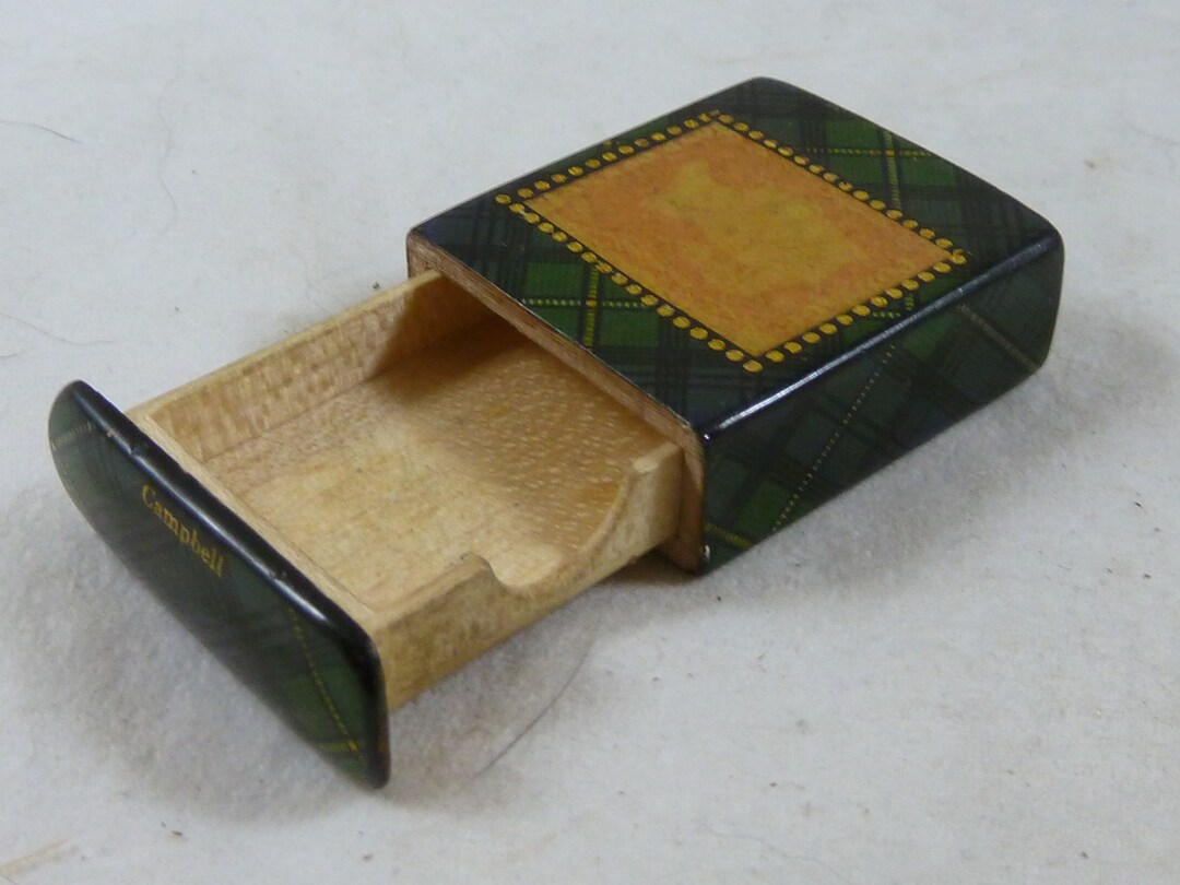 Victorian Campbell Tartanware One Penny Postage Drawer Stamp Case Box ...