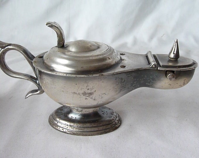 Dunhill Aladdin Roman Oil Lamp Table Lighter Chrome Plated Petrol ...