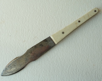 Antique Ink Eraser & Wax Seal Lifter and Quill Cutter/c19th Steel and ...