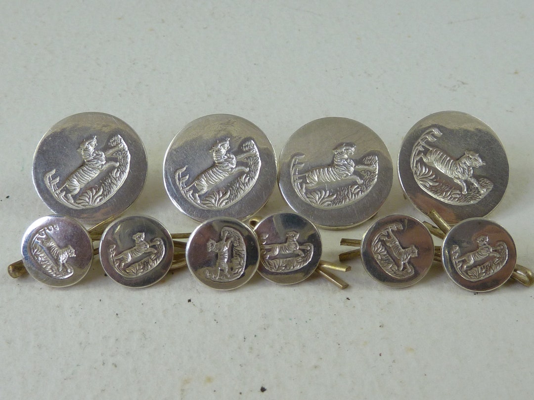 6+4 Intaglio Tiger Silver Plated Livery Buttons Firmin London Seal ...