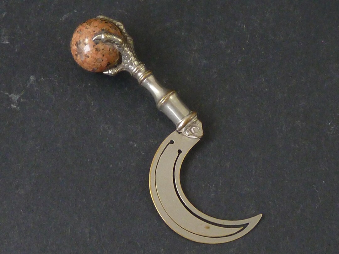 Bookmark Ball & Claw Sickle Marble Brass Nickel Antique - Etsy