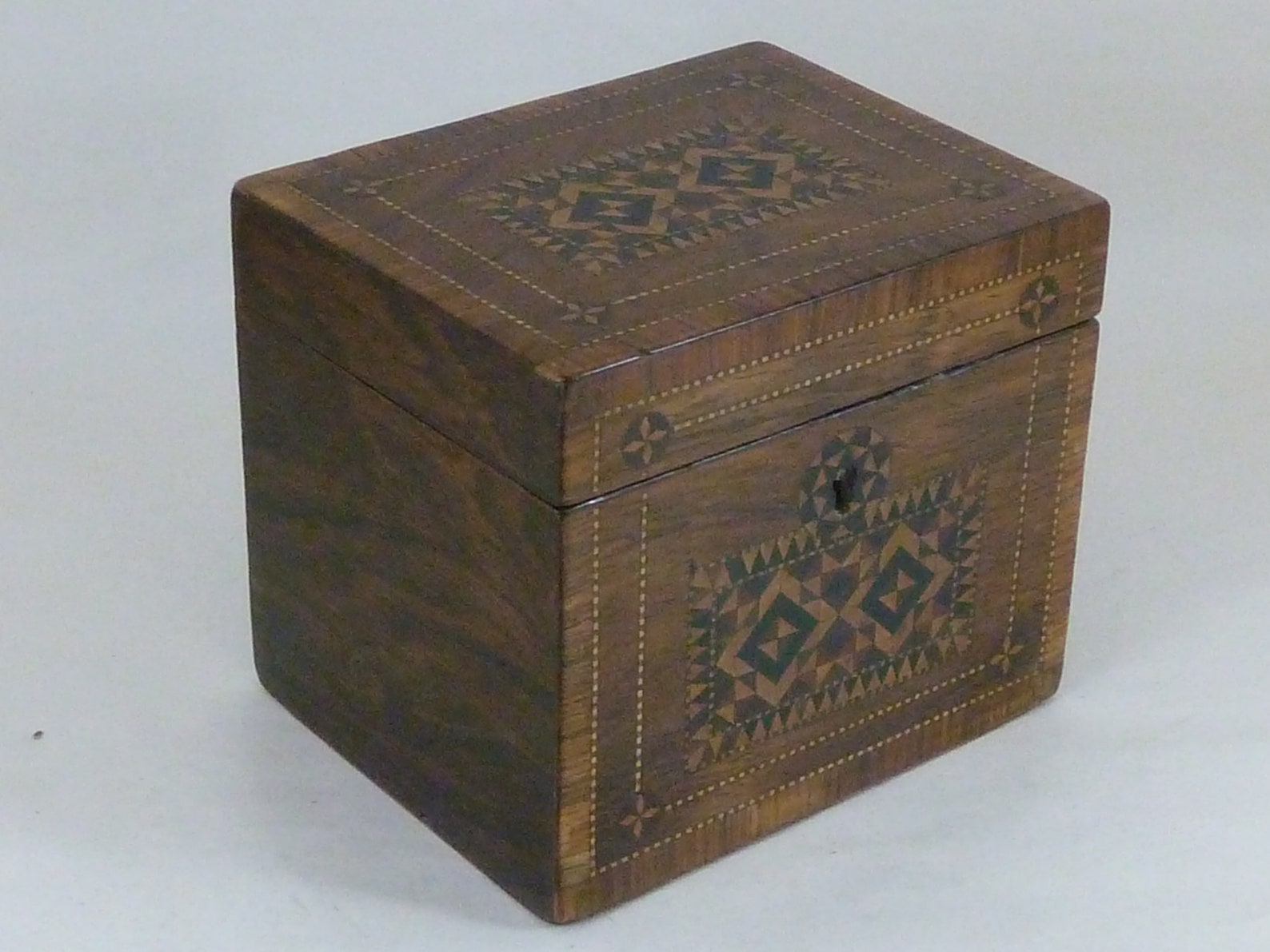 Victorian Tunbridge Ware Rosewood Mosaic Tea Caddy Box English | Etsy