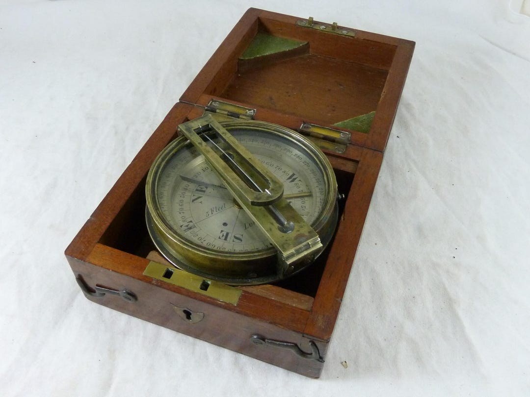 Newton & Co Brass Silvered Dial Sighting Surveying Compass Boxed Victorian - Etsy