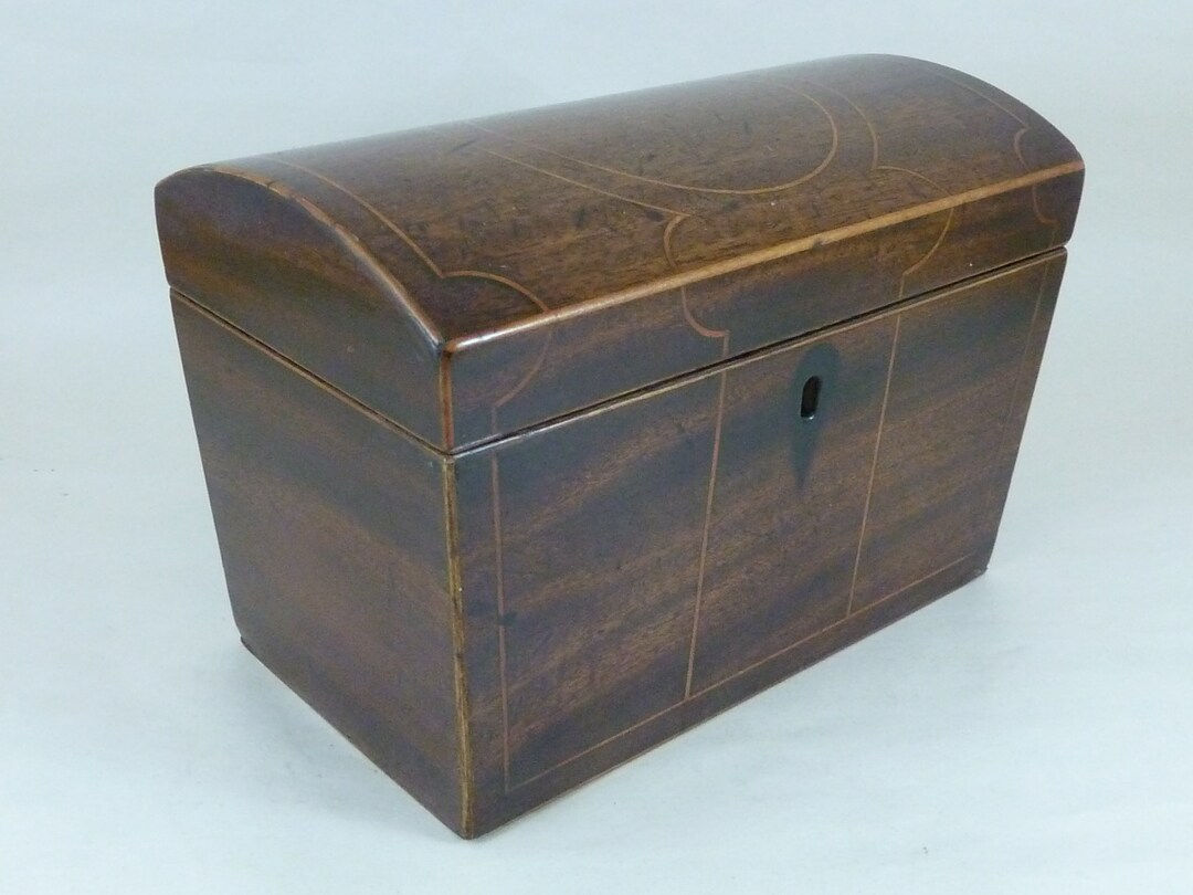 Victorian Mahogany Boxwood Inlaid Tea Caddy Box English Antique - Etsy