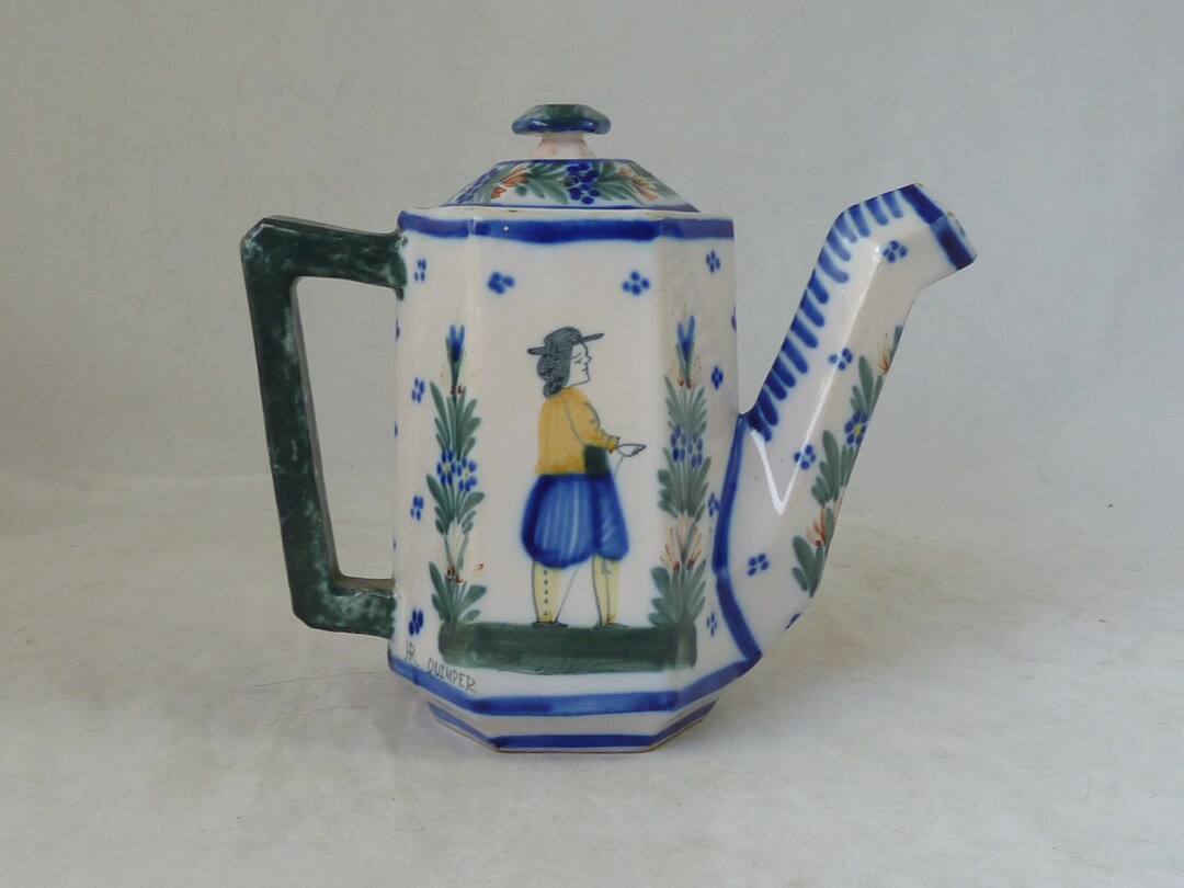 H R Quimper Pottery Teapot Coffee Pot Henriot Faience Breton French ...