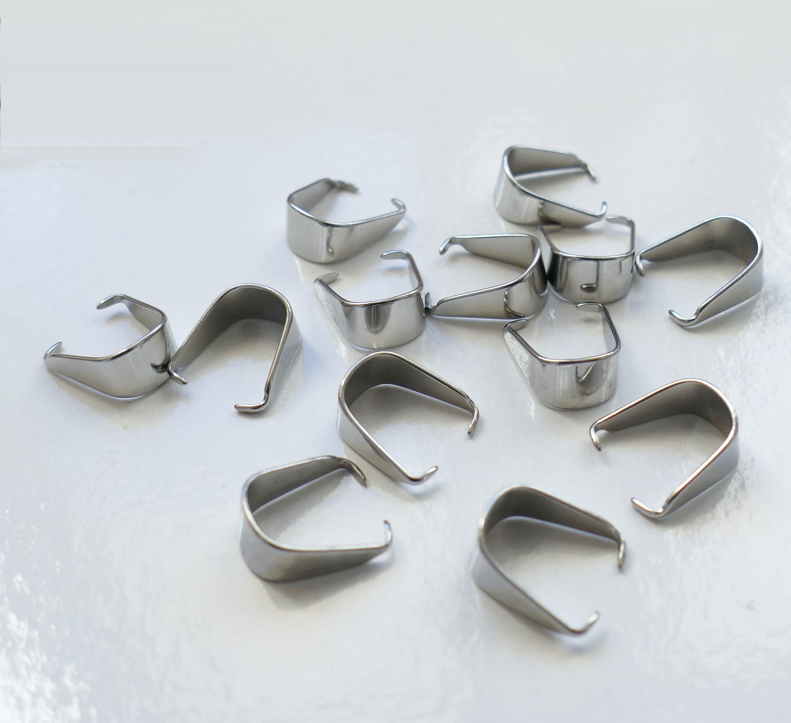 4x Stainless Steel Large Pinch Clip Bail, No Fade Silver Tone 14mm ...