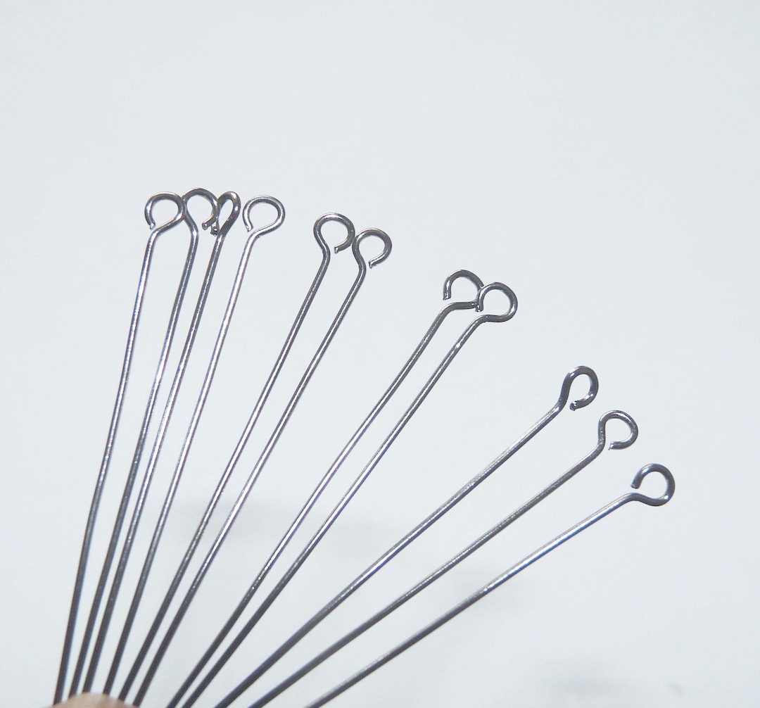 30x Stainless Steel 40mm Eye Pins, Dull Silver Tone Beading Supplies - Etsy