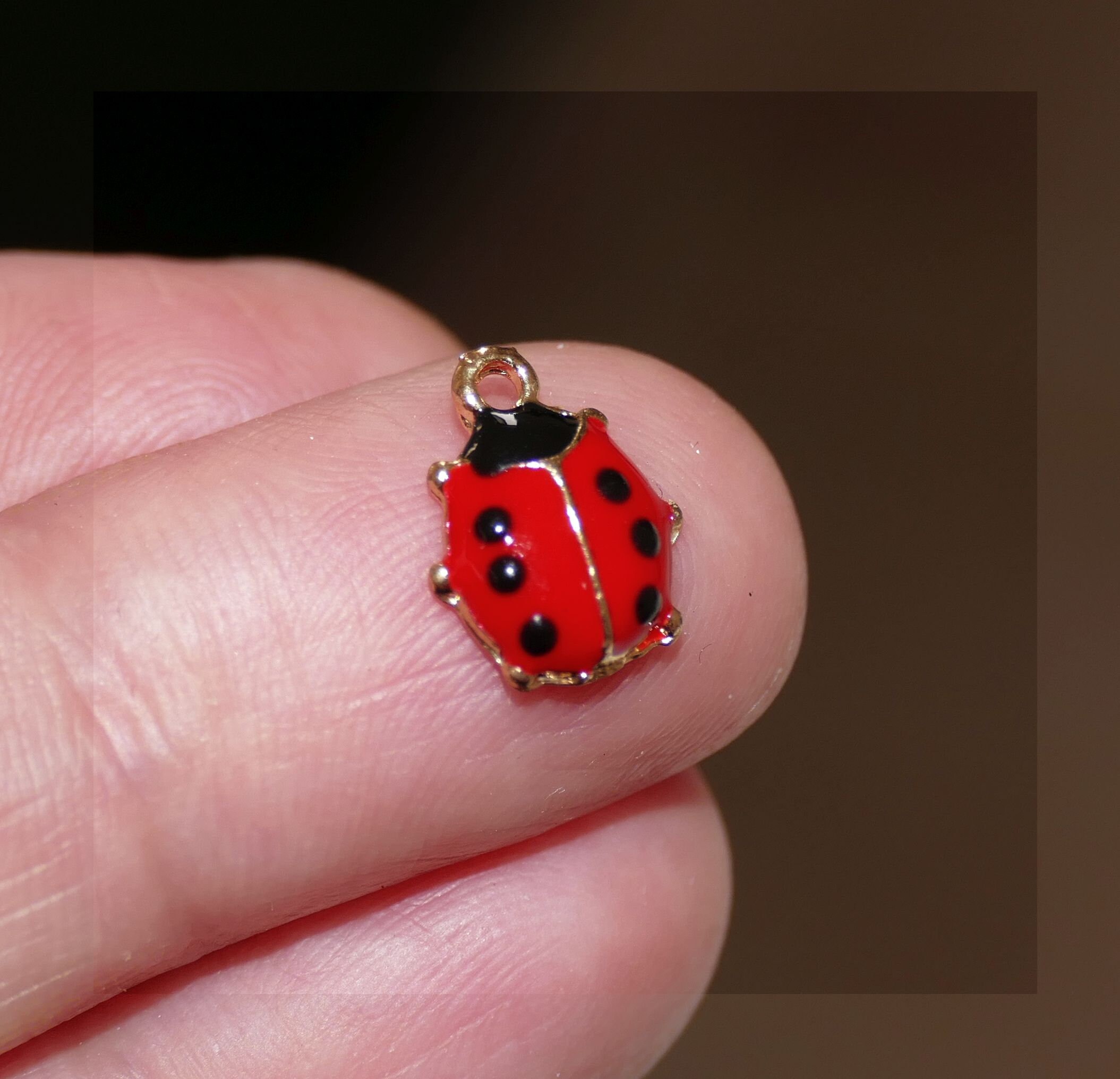 4x Ladybug Enamel Small Charms for Bracelet, Gold Tone Retro Ladybird ...