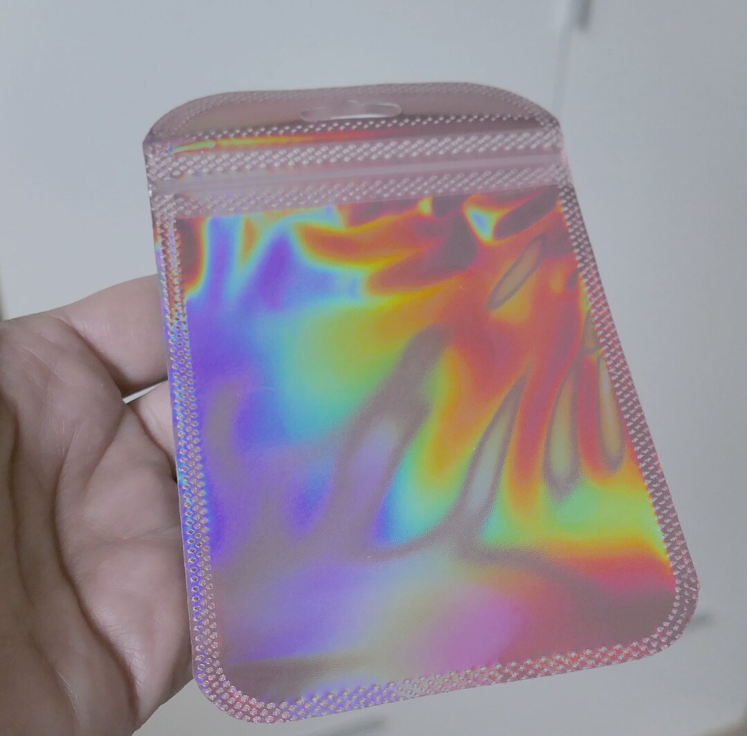 10x Rainbow Plastic Zip Lock Re Closable Gift Bags, Iridescent 8.5cm X ...