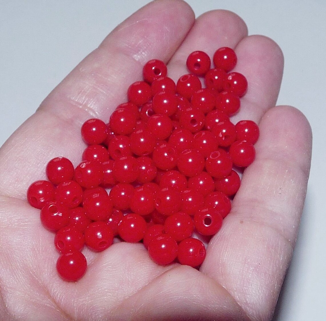50/100x Red Beads 6mm Acrylic Beads Round Beads Red Spacer | Etsy