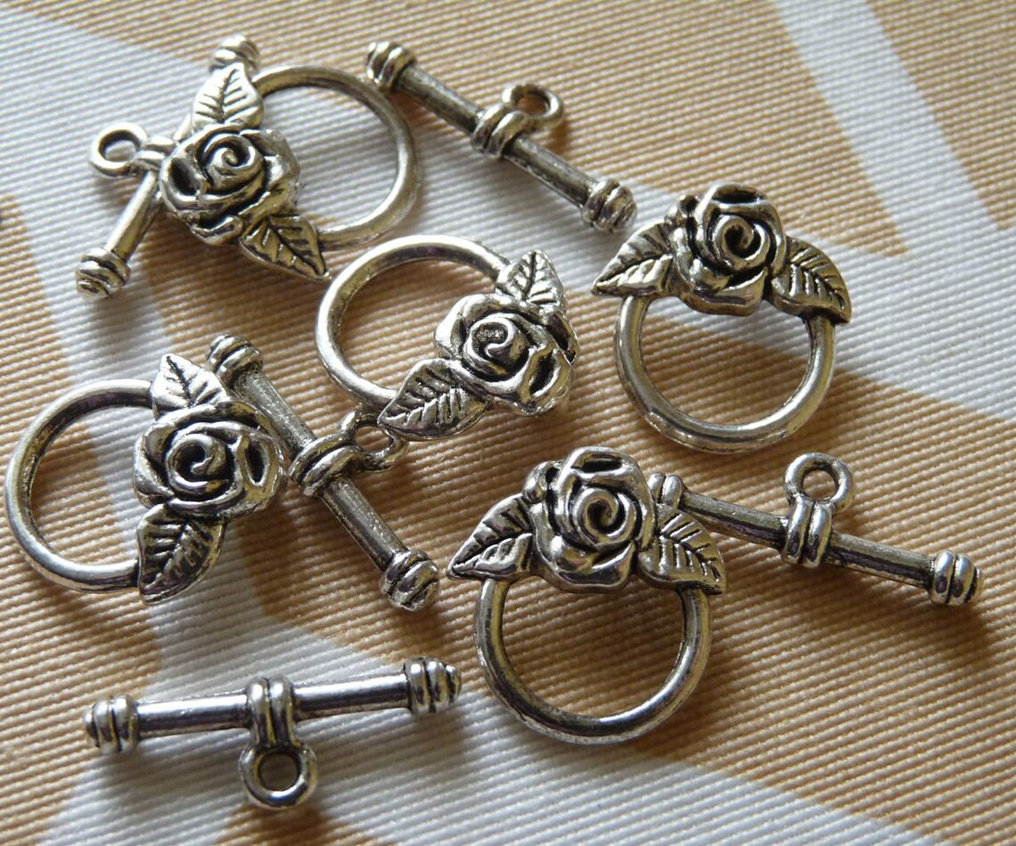 2/6 Sets Flower Toggle Clasp Connector Silver Toggle Clasp - Etsy