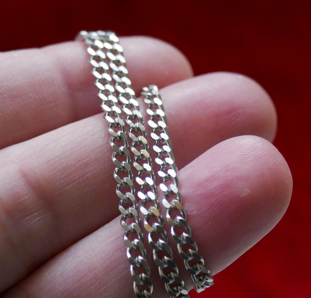 1 Yard Stainless Steel Unwelded Curb Chain, No Fade Faceted Link ...