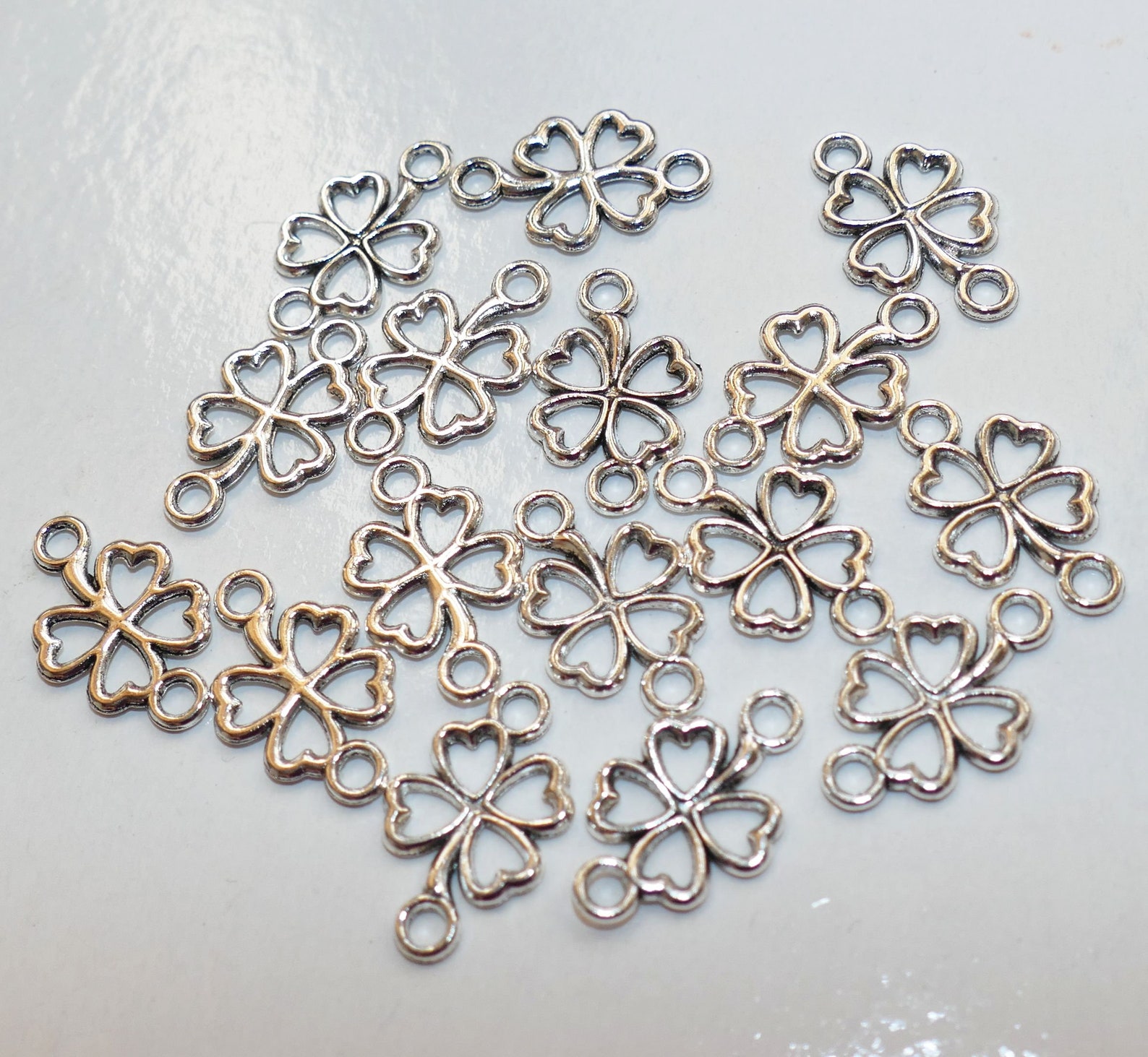 5/10x Four Leaf Clover 2 Hole Connector Charms for | Etsy