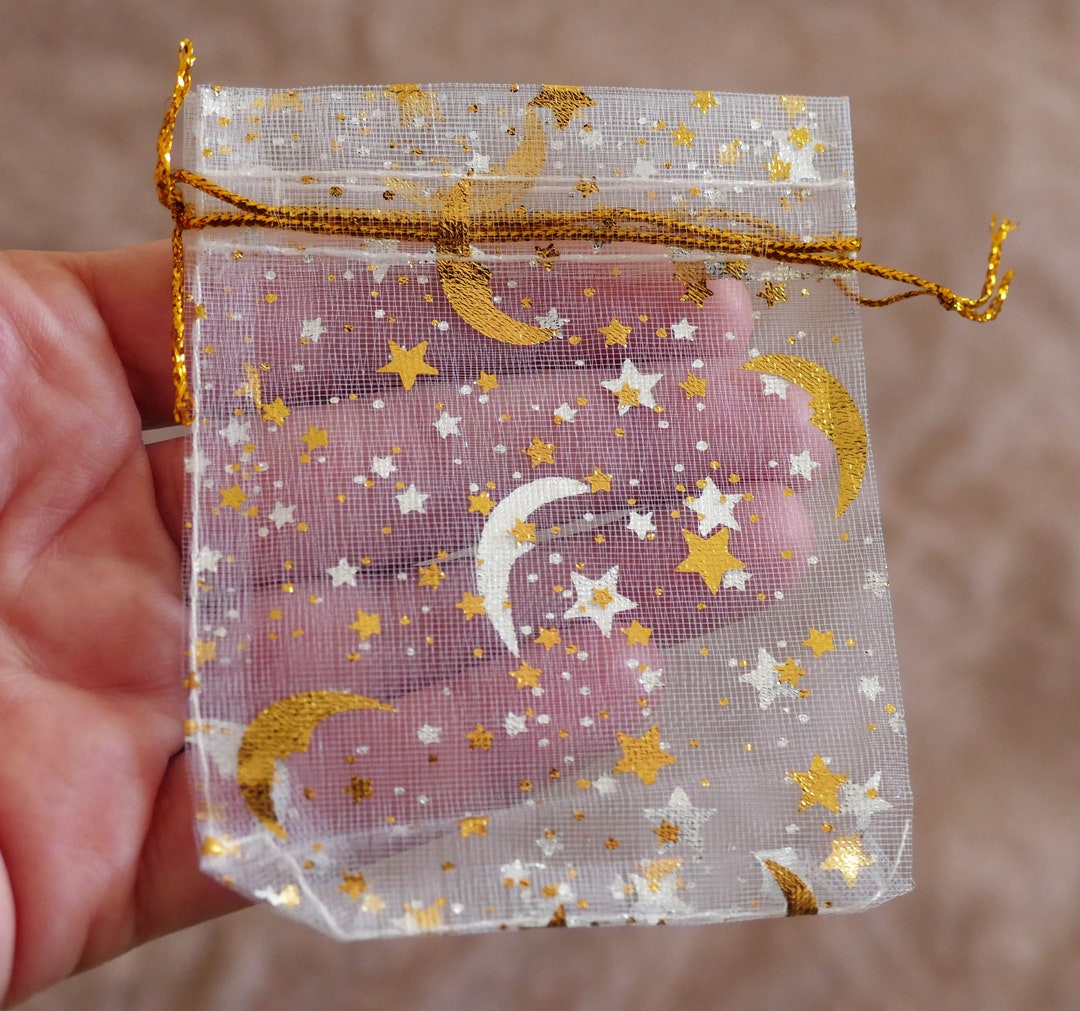 10x Silver and Gold Moon Star Organza Gift Bags 7x9cm, Jewelry Pouches ...