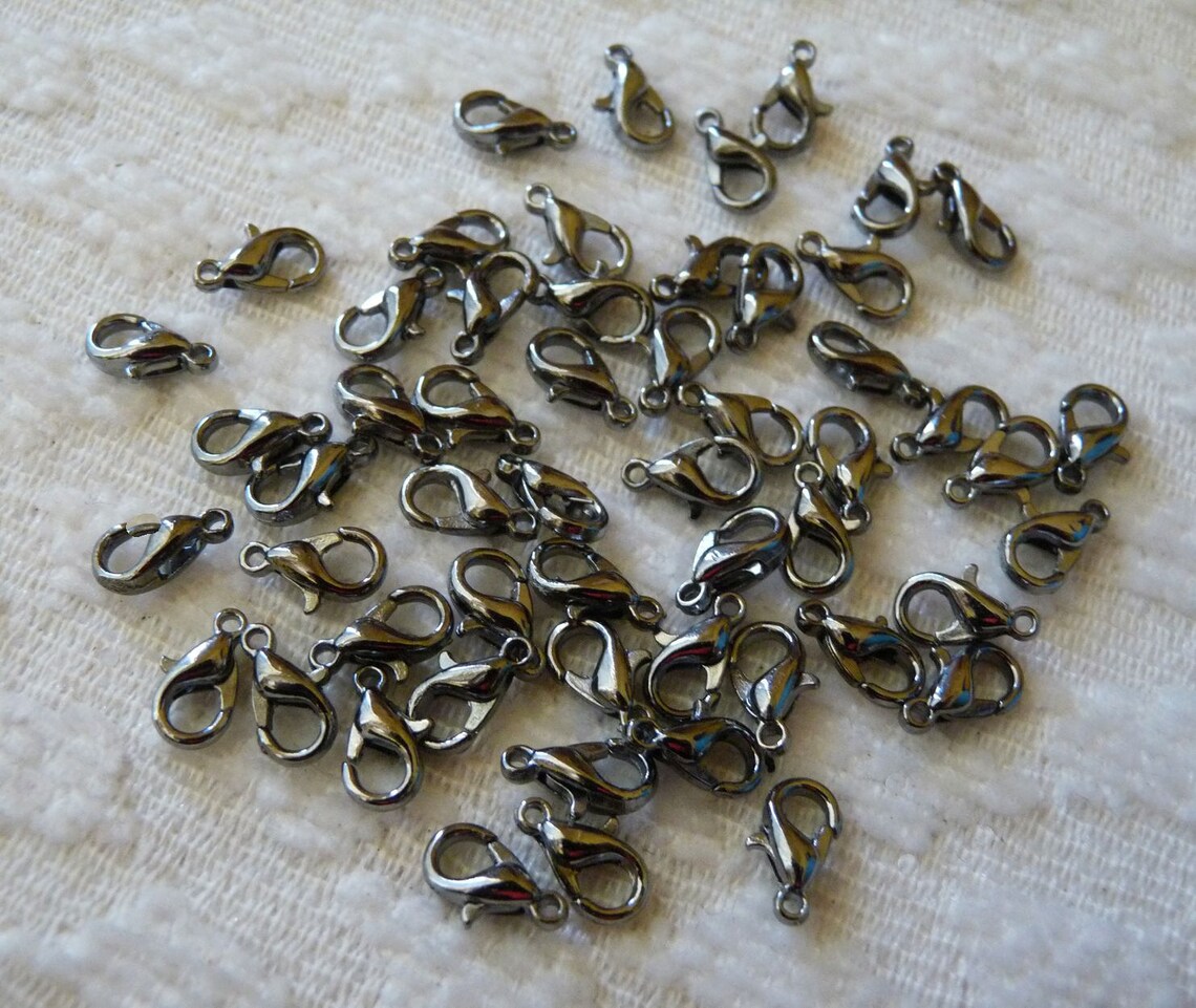 20/50x Small Black Lobster Trigger Claw Clasps, 10mm Gunmetal Black ...