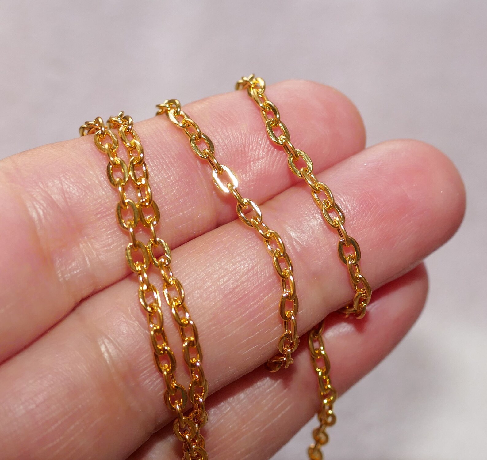 1M Gold Plated Cable Oval Open Link Chain 3x4mm Link | Etsy